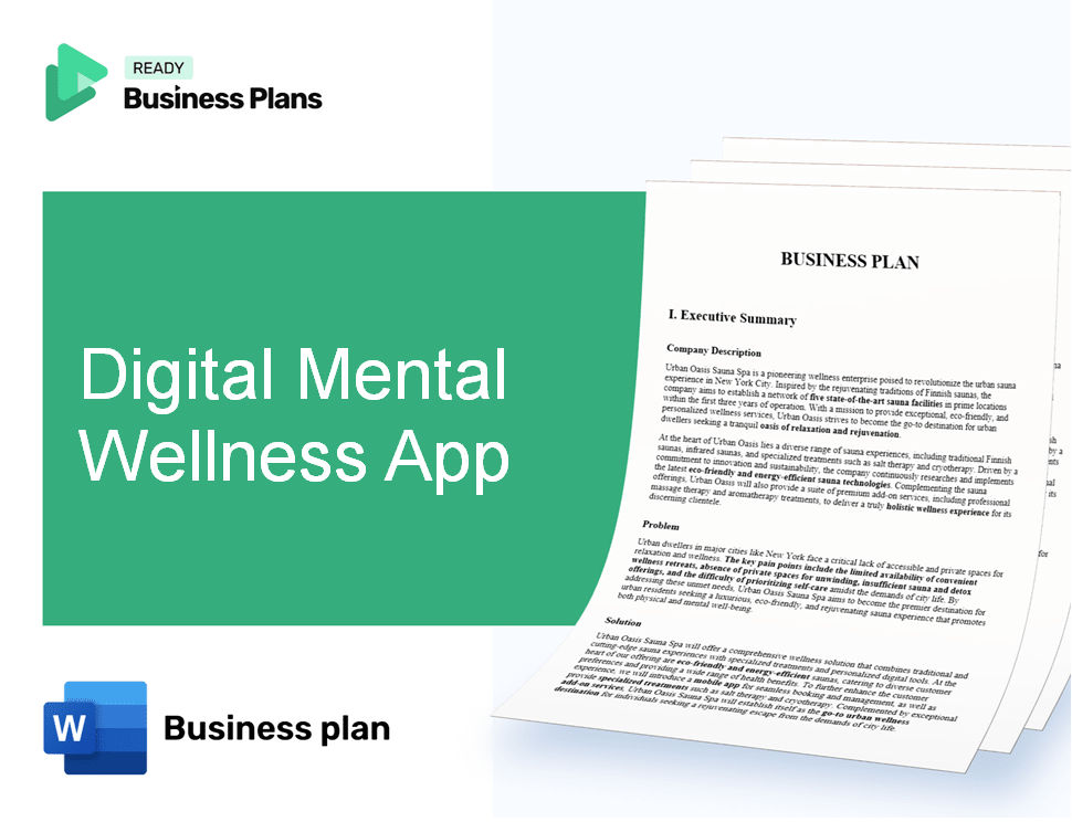 Digital Mental Wellness App Business Plan – ReadyBizPlans.com