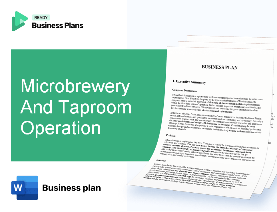 Microbrewery And Taproom Operation Business Plan – ReadyBizPlans.com