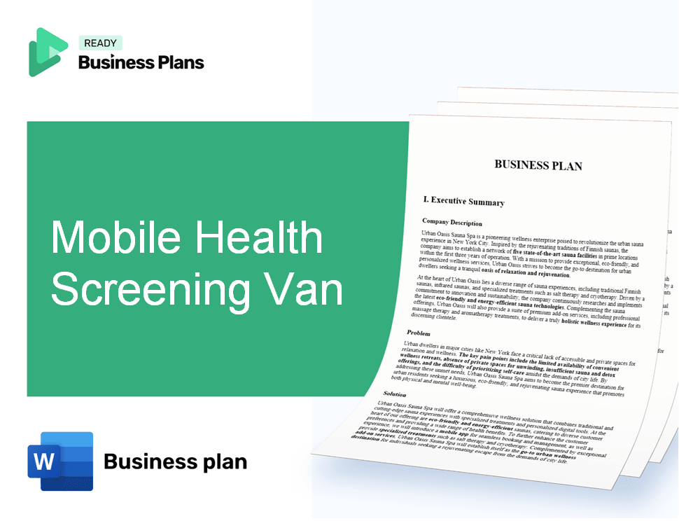 Mobile Health Screening Van Business Plan – ReadyBizPlans.com