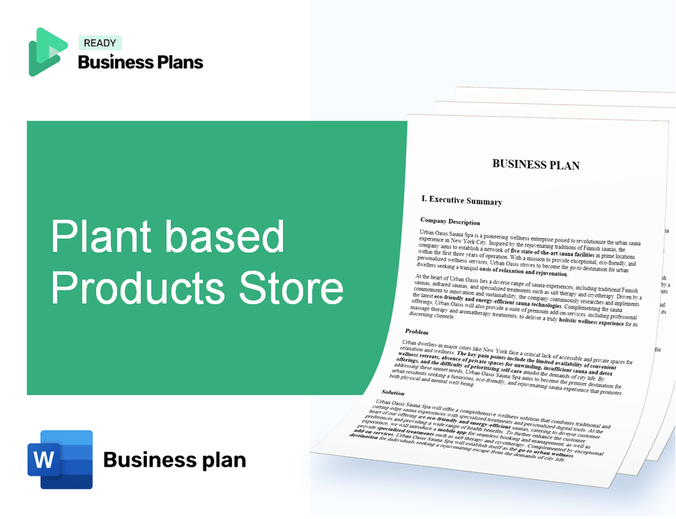 Plant based Products Store Business Plan – SampleBusinessPlanTemplate.com