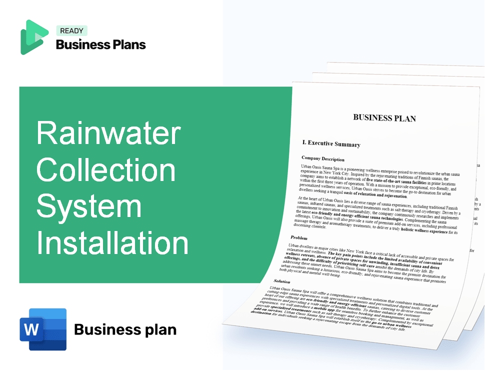 Rainwater Collection System Installation Business Plan – ReadyBizPlans.com