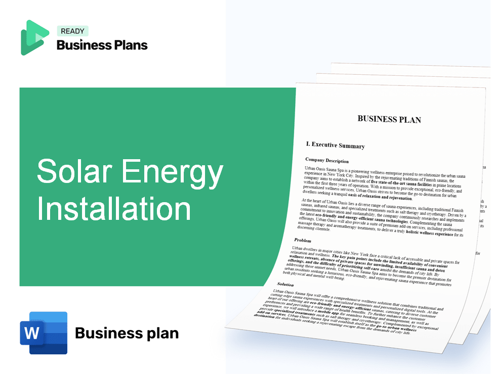 Solar Energy Installation Business Plan – SampleBusinessPlanTemplate.com