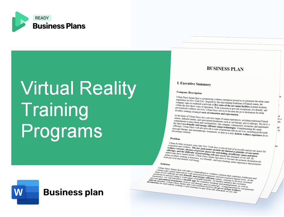 Virtual Reality Training Programs Business Plan – ReadyBizPlans.com